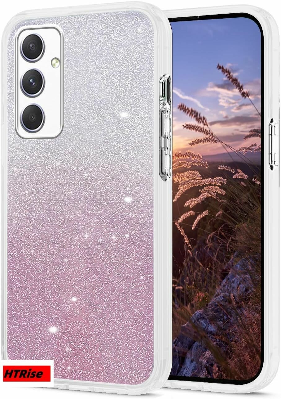 Чехол на Samsung Galaxy A35 (Самсунг Галакси A35) прозрачный противоударный силиконовый чехол, блестками, с Защитное стекло на камеру(белый)