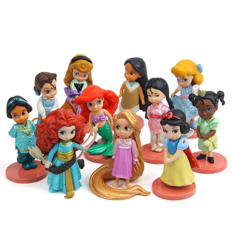 11 шт./набор фигурок Disney Princess, игрушки, Рапунцель, Снежная Золушка, Белая Снежная Фея, Рапунцель, кукла, украшени
