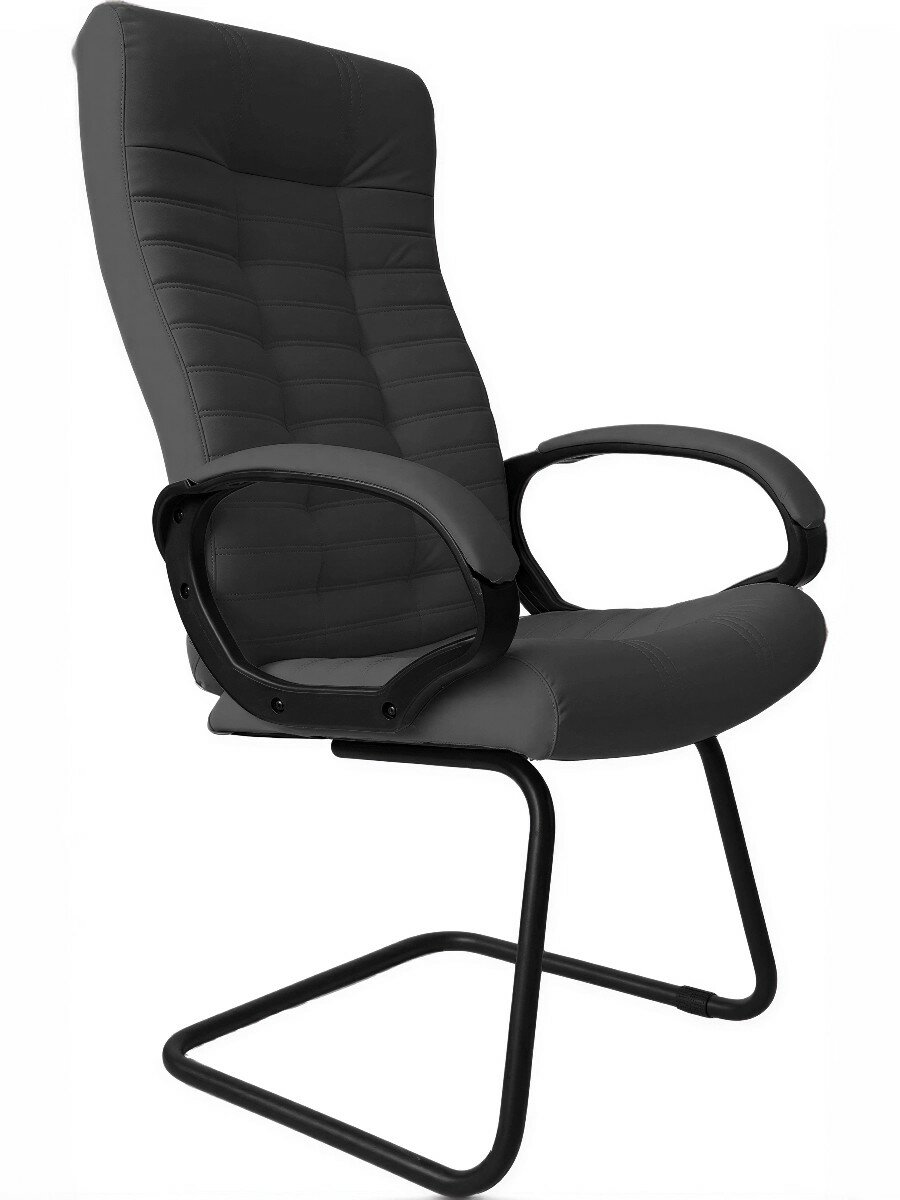 Компьютерное кресло на полозьях StylChairs Атлант Ультра Софт, экокожа, темно-серый