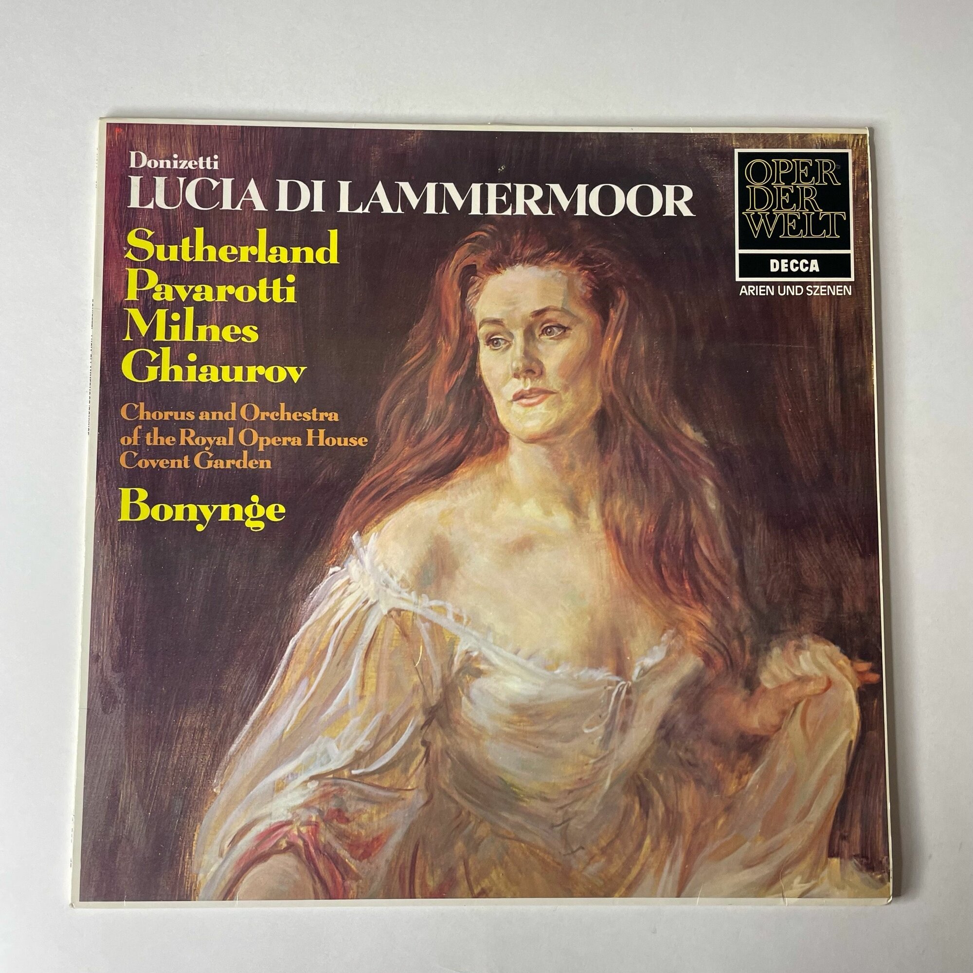 Винтажная виниловая пластинка LP Donizetti, Sutherland, Pavarotti, Orchestra Of The Royal Opera House, Опера Лючия ди Ламмермур Lucia Di Lammermoor (Arien Und Szenen) (Германия 1976)