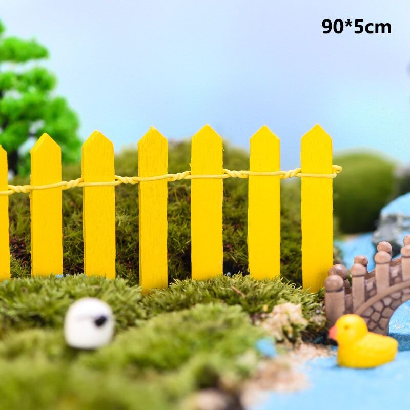 Мини-декор миниатюрная деревянная изгородь для миниатюрных растений и ландшафтных поделок желтый
