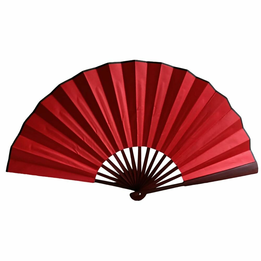 Складной веер с декоративной тканью, красная основа