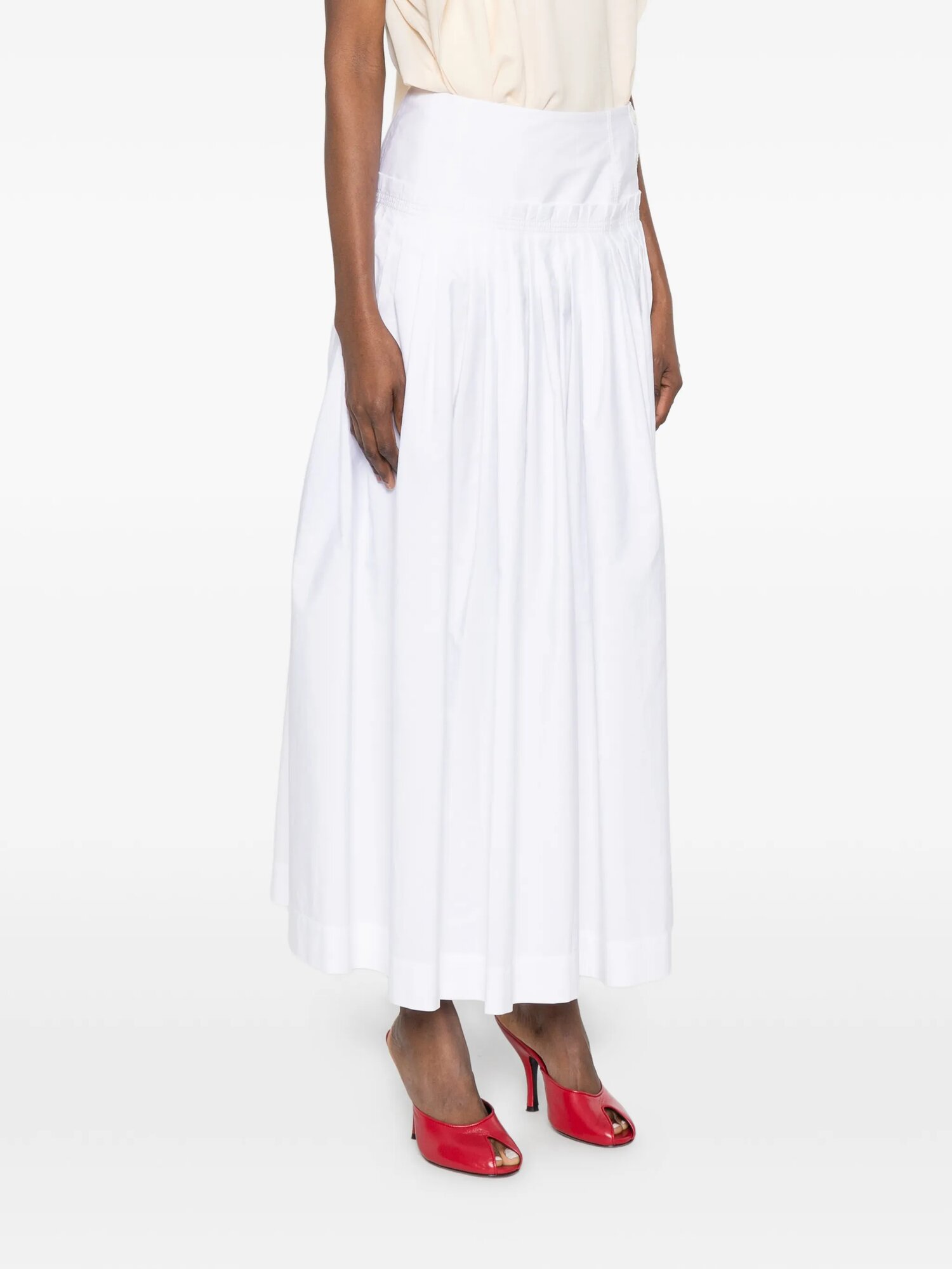 Юбка Lanvin Pleated buttoned maxi skirt, размер 36, бежевый/белый — фото 1