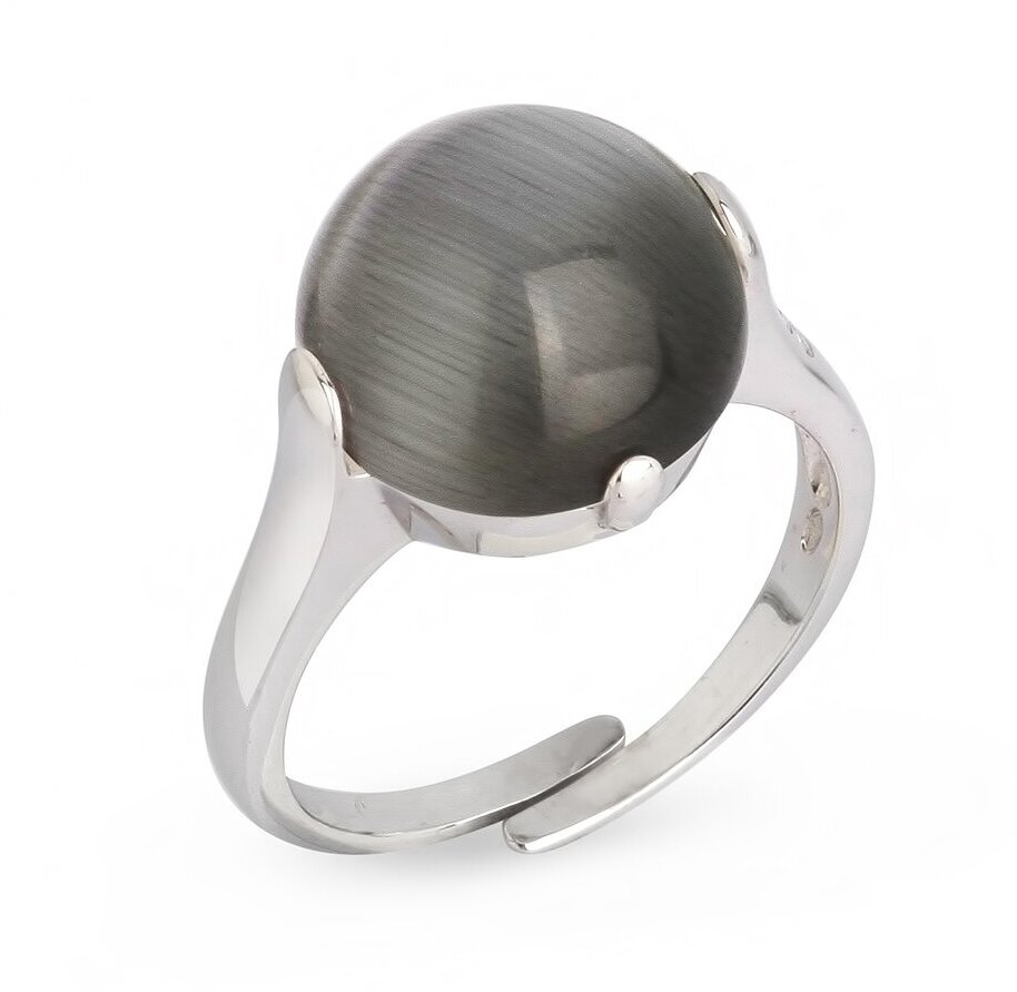 Кольцо, серебро, 925 проба, родирование, агат синтетический