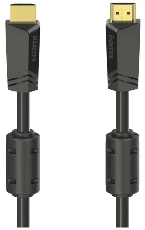 Кабель аудио-видео HAMA H-205009, HDMI - HDMI (f) , 10м, GOLD, ф/фильтр, черный [00205009]