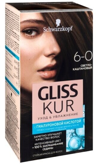 Краска для волос Глисс Кур (gliss Kur) GLISS KUR, тон 6-0 Светло-каштановый
