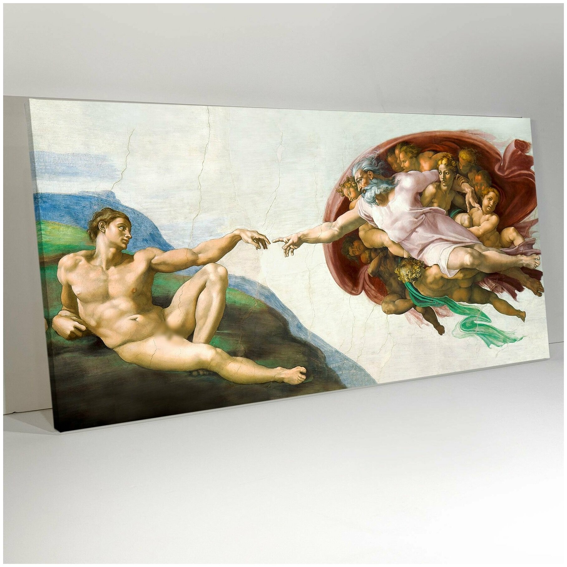 Картина Сотворение Адама Две руки Микеланджело - картина на холсте 60х30см