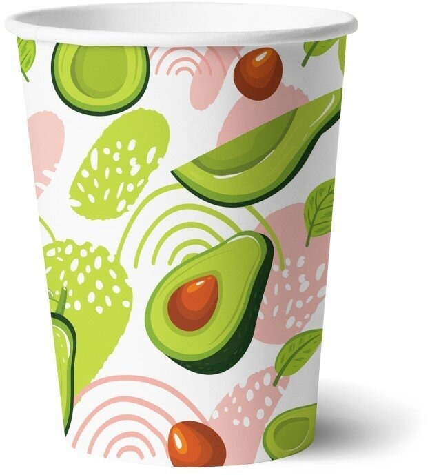 ND PLAY Набор бумажных стаканов Авокадо-1 250 мл, 6 шт, одноразовая посуда для меню