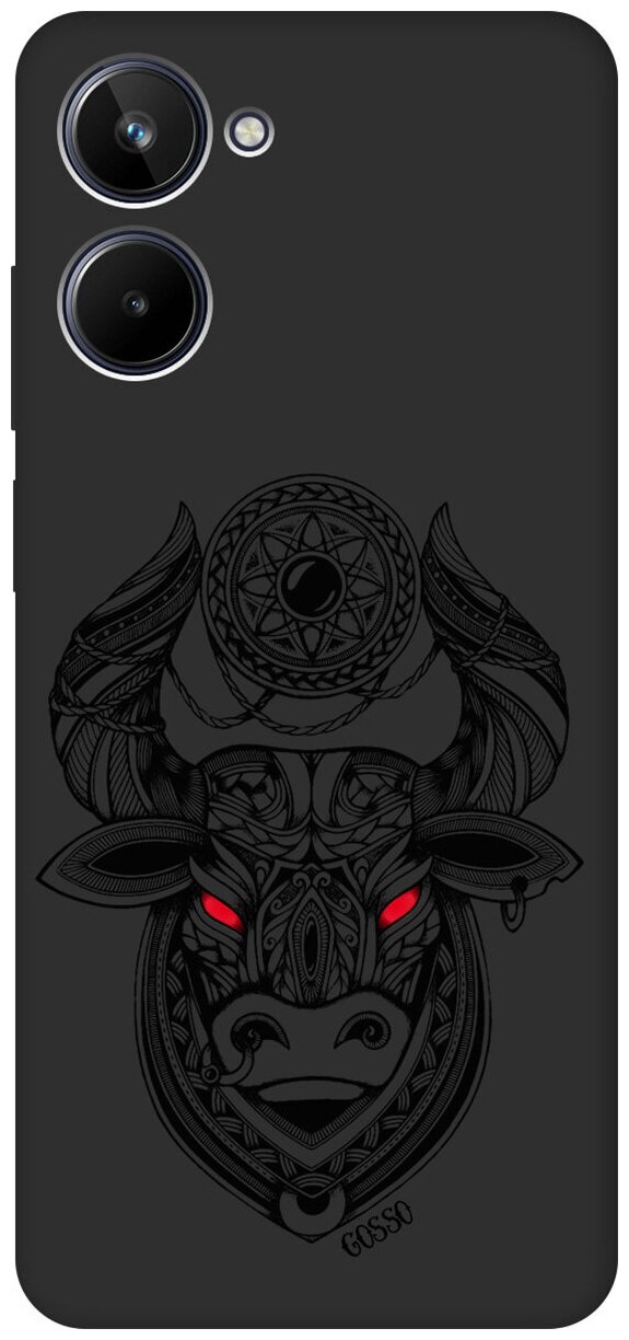 Матовый Soft Touch силиконовый чехол на Realme 10 4G, Рилми 10 4Г с 3D принтом "Grand Bull" черный