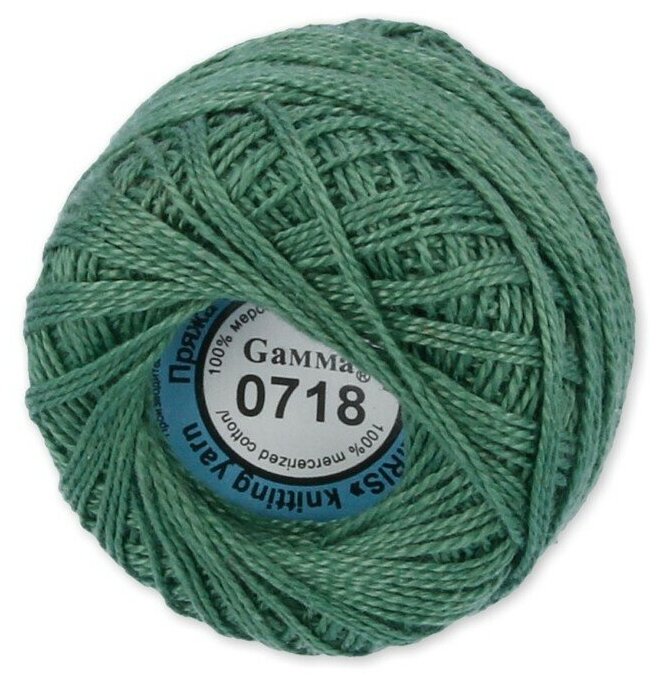 Пряжа "Gamma" Ирис 100% хлопок 10 г 82 м №0718 зеленый
