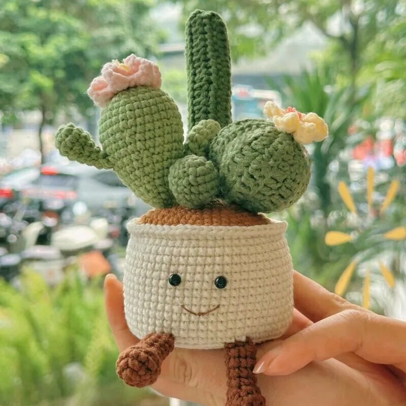 Вязание, Хобби и творчество, как вязать спицами для начинающих, Украшения для кукол, связанные крючком вручную, Набор материалов для куклы-кактуса
