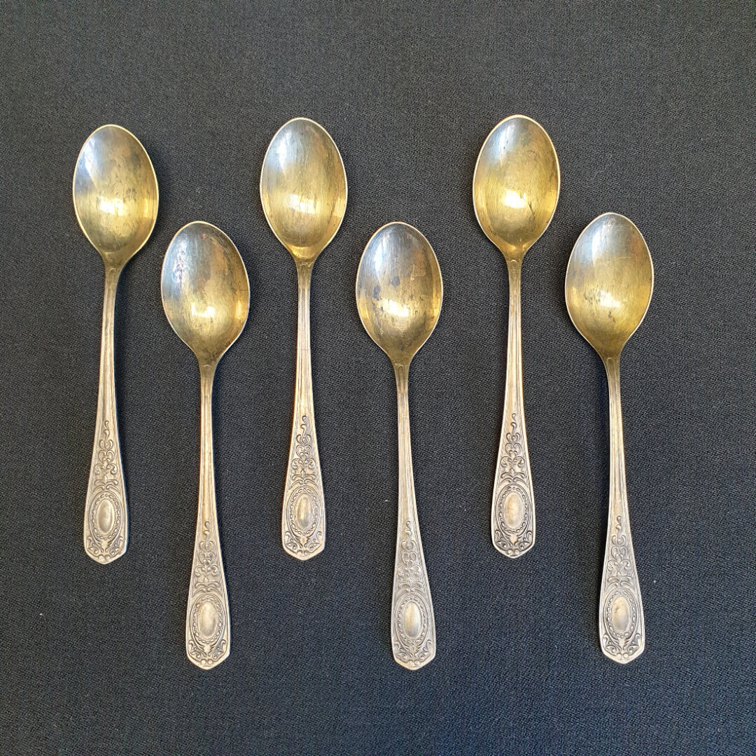 Набор чайных ложек "Зеркало", 6 шт, МНЦ, Кольчугинский з-д, СССР