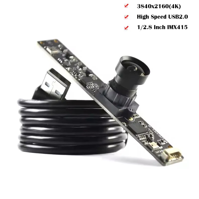3840x2160 4K 8MP HD IMX415 USB-модуль камеры с цифровым микрофоном FF 120 ° Совместимость с УФ-излучением, Plug and Play для машинного зрения