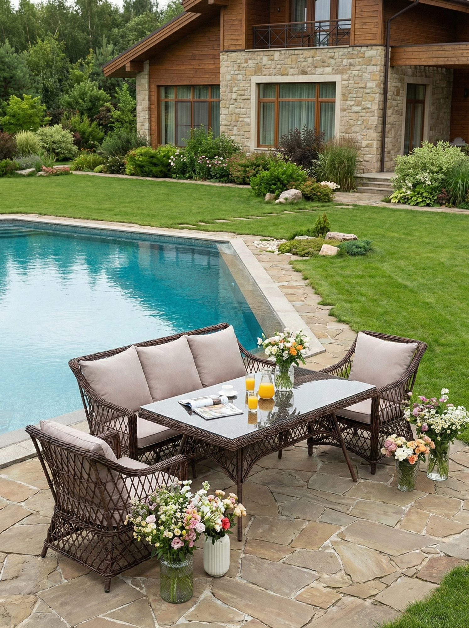 Комплект мебели из искусственного ротанга Пикник (Picnic), кофе