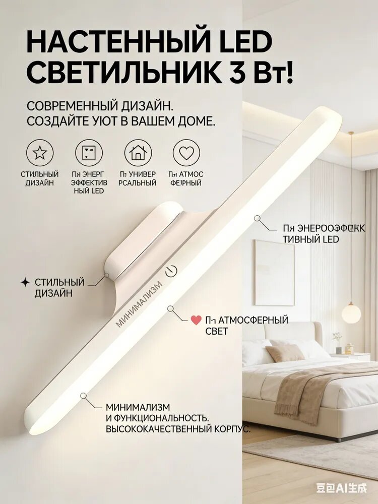Настенный светильник, Без цоколя, 5 Вт