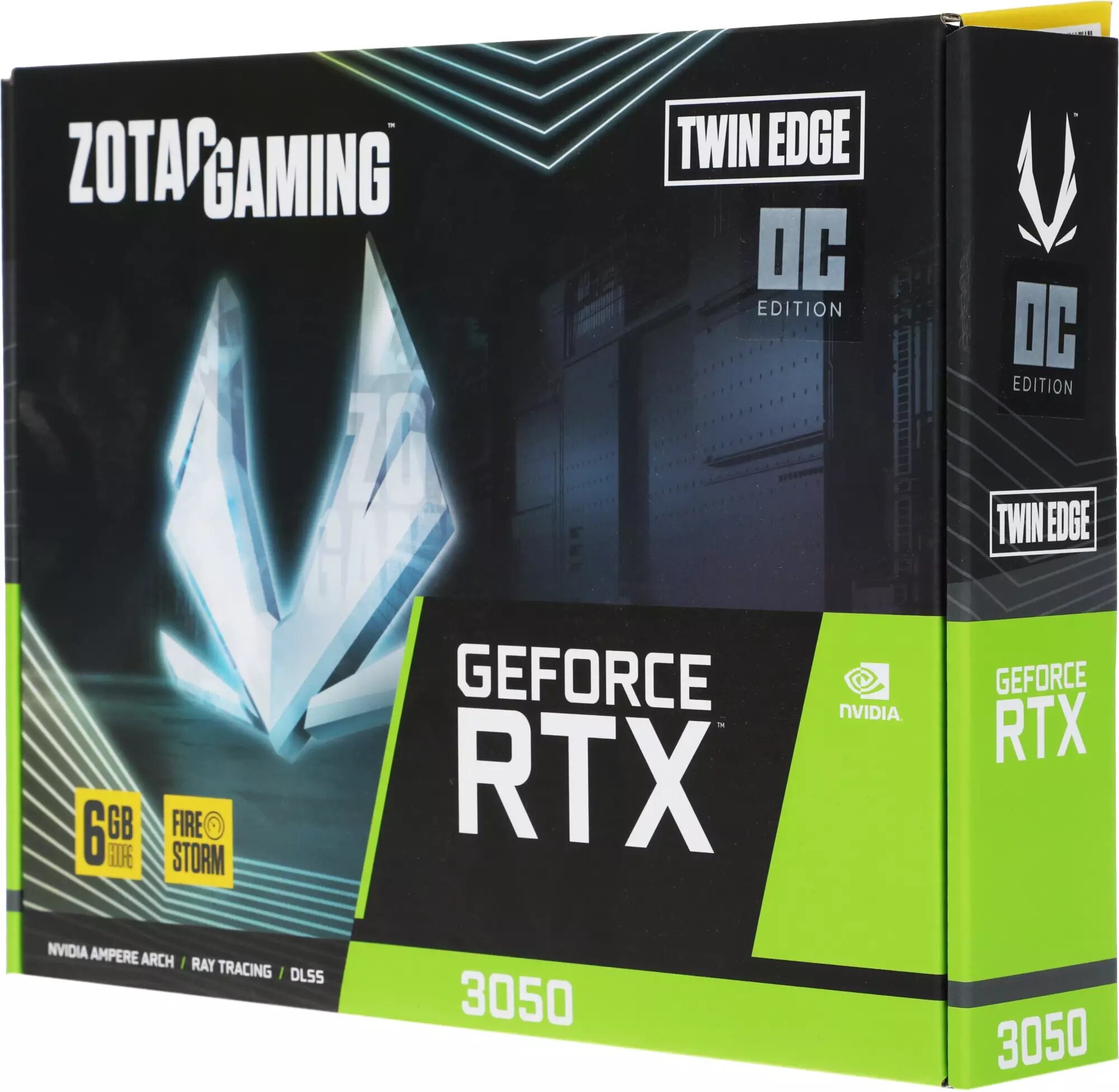 Видеокарта Zotac RTX 3050 Twin Edge OC, 6GB GDDR6, активное охлаждение, 4 монитора