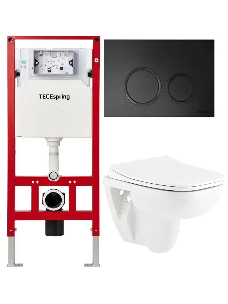 Комплект 3 в 1 Унитаз подвесной Seramiksan Petite A101002H / Сиденье AG50006 / Инсталляция с кнопкой TECE TECEspring S401104