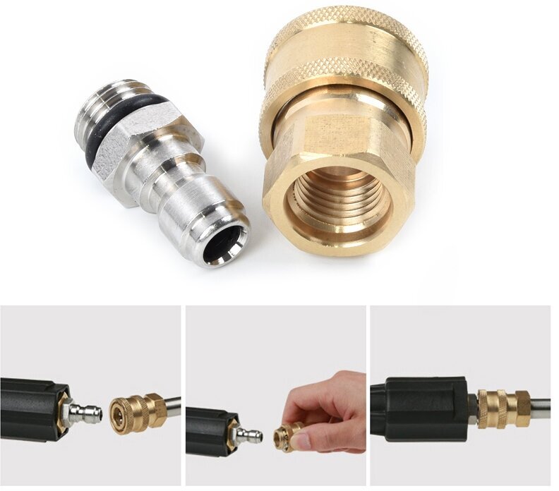 Быстросъемная муфта и ниппель (мамка М14-папка М14) для мойки высокого давления