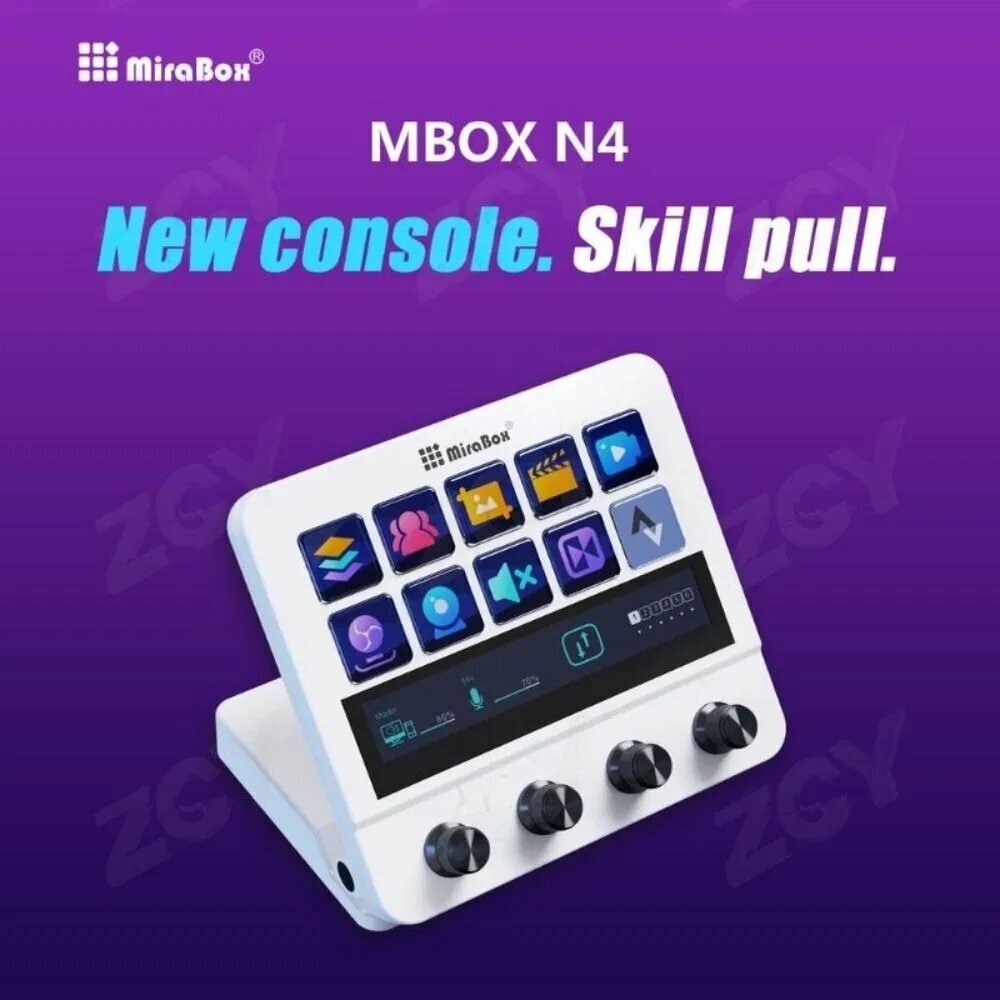 MBox N4 Stream Deck С Ручкой Mirabox StreamDeck LCD Кнопка Контроллер Для Создания Живого Контента Мини-клавиатура