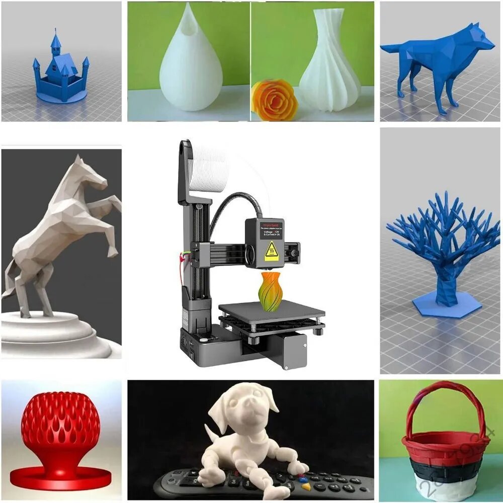3D-принтер для дома с подогреваемым столом и дисплеем, печать FDM/FFF/PJP, желтый цвет — фото 1