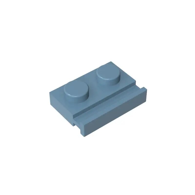 GOBRICKS Конструктор 10 шт. Пластиковые блоки 1x2 со скользящим элементом Голубой, 054