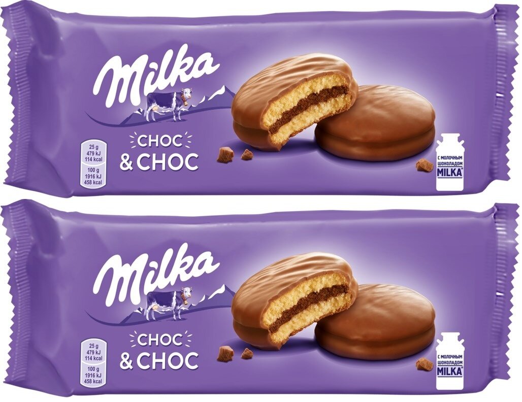Пирожное бисквитное Милка Чок Чок / Milka Choc & Choc 2 шт х 150 гр (Швейцария)