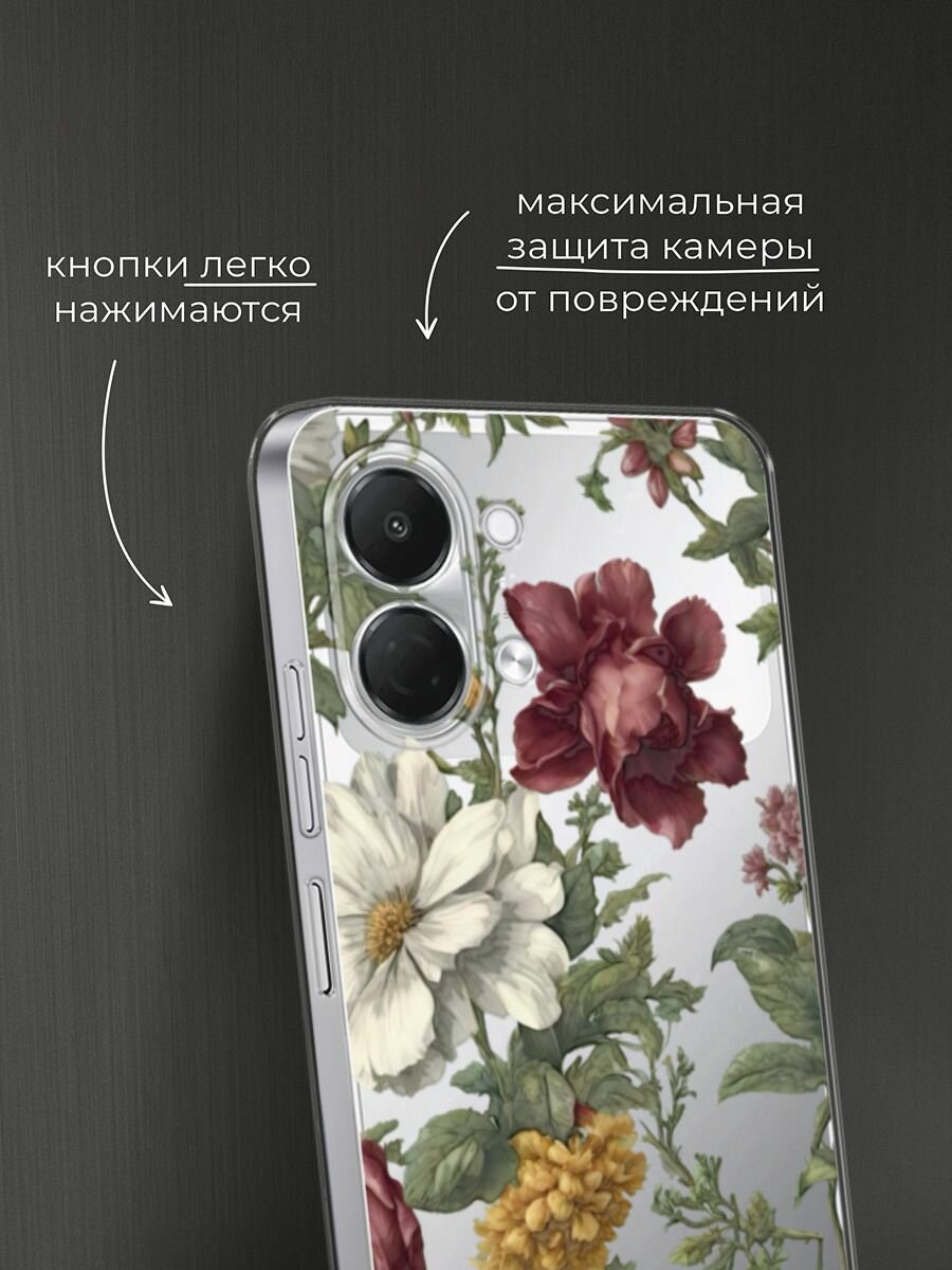 Силиконовый чехол на Tecno Spark Go 3 / Текно Спарк Го 3 с принтом Акварельные цветы 2 — фото 1
