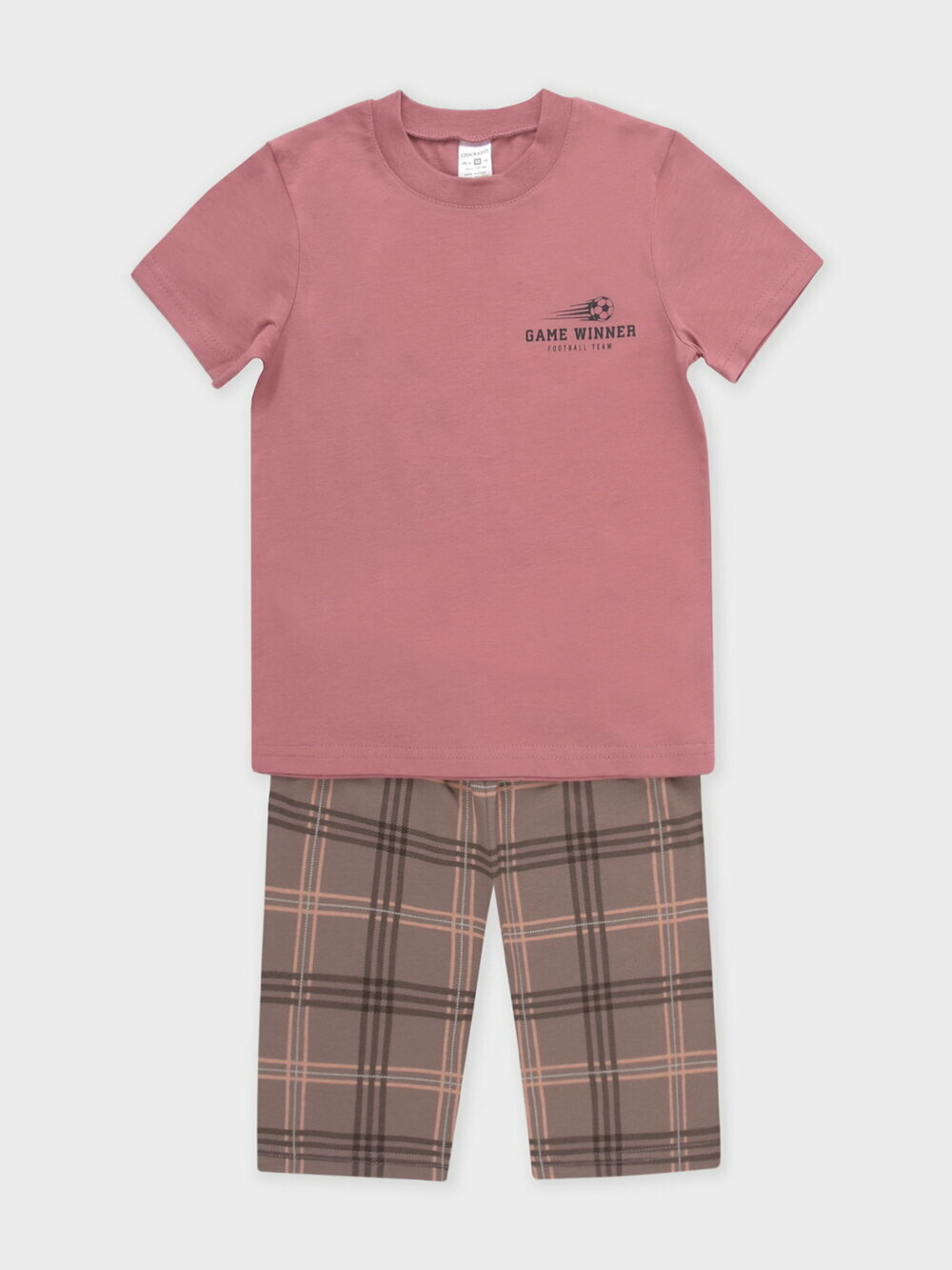 Пижама трикотажная пижама в клетку, для мальчика