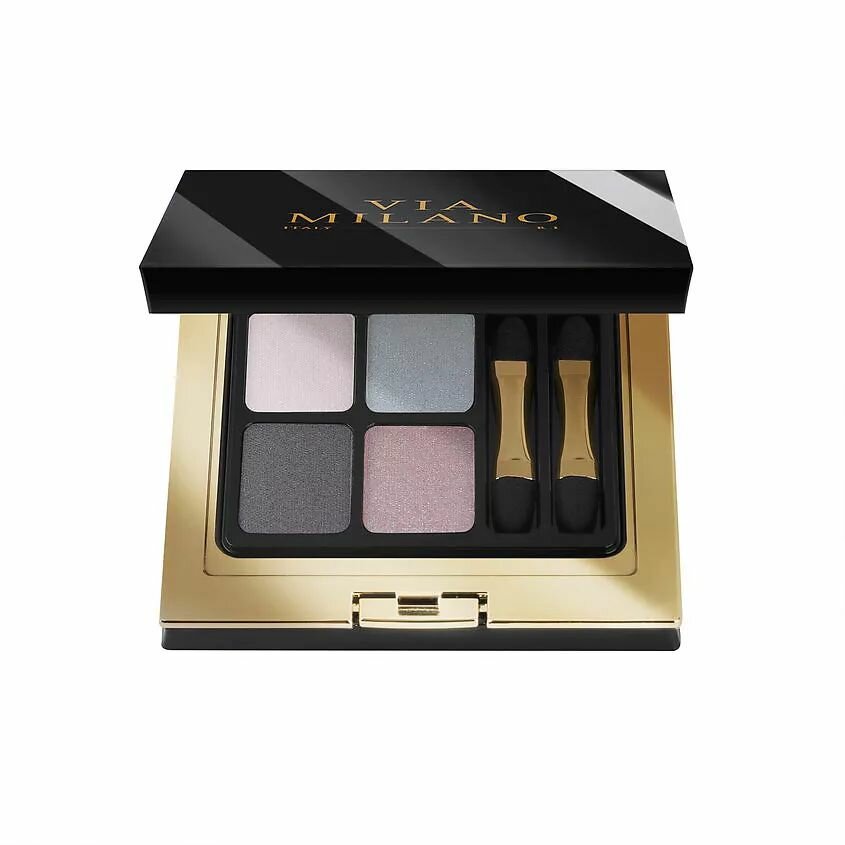 VIA MILANO Палетка теней для век четырехцветная с витамином Е Ночная загадка Eyeshadow Palette 4 Colours Night Mystery, B01 Night Mystery, 4 г
