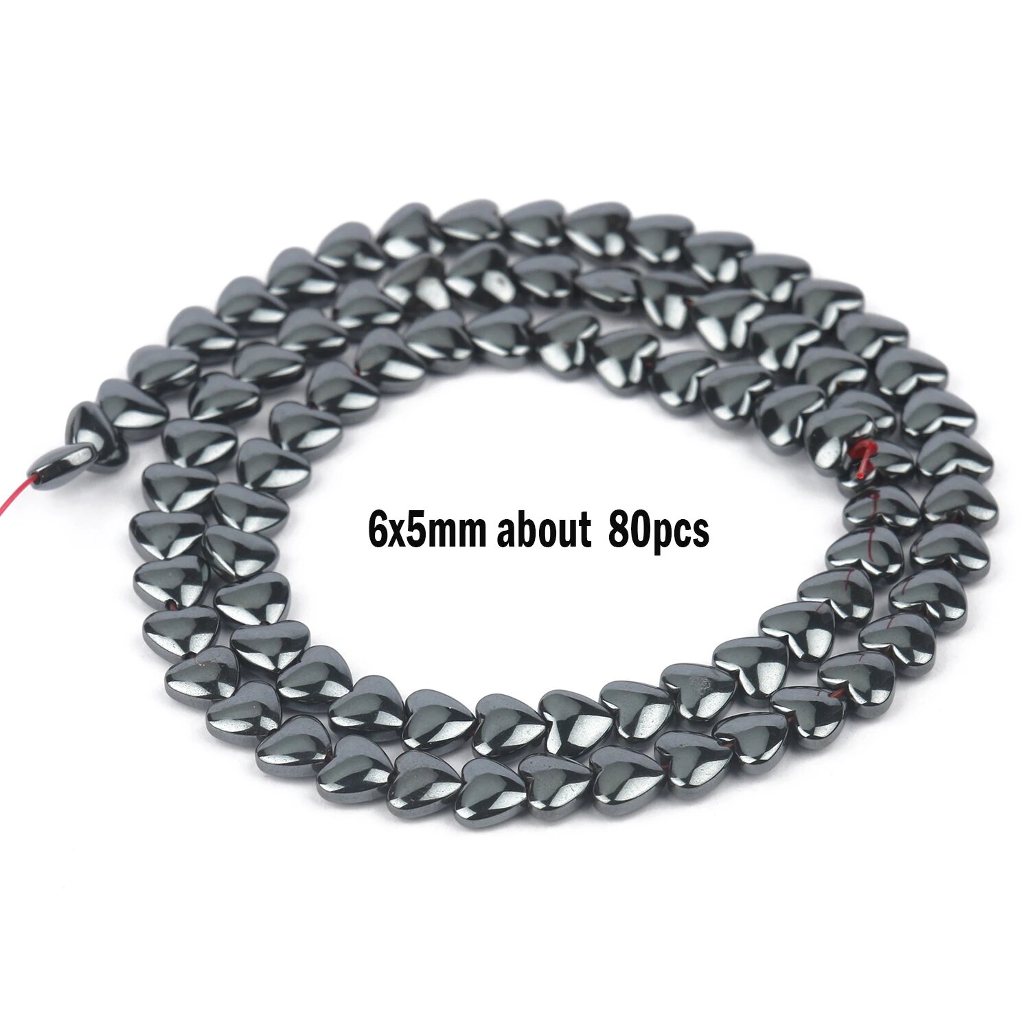 Бусины из черного гематита AOHAYOOMQ Серый, heart