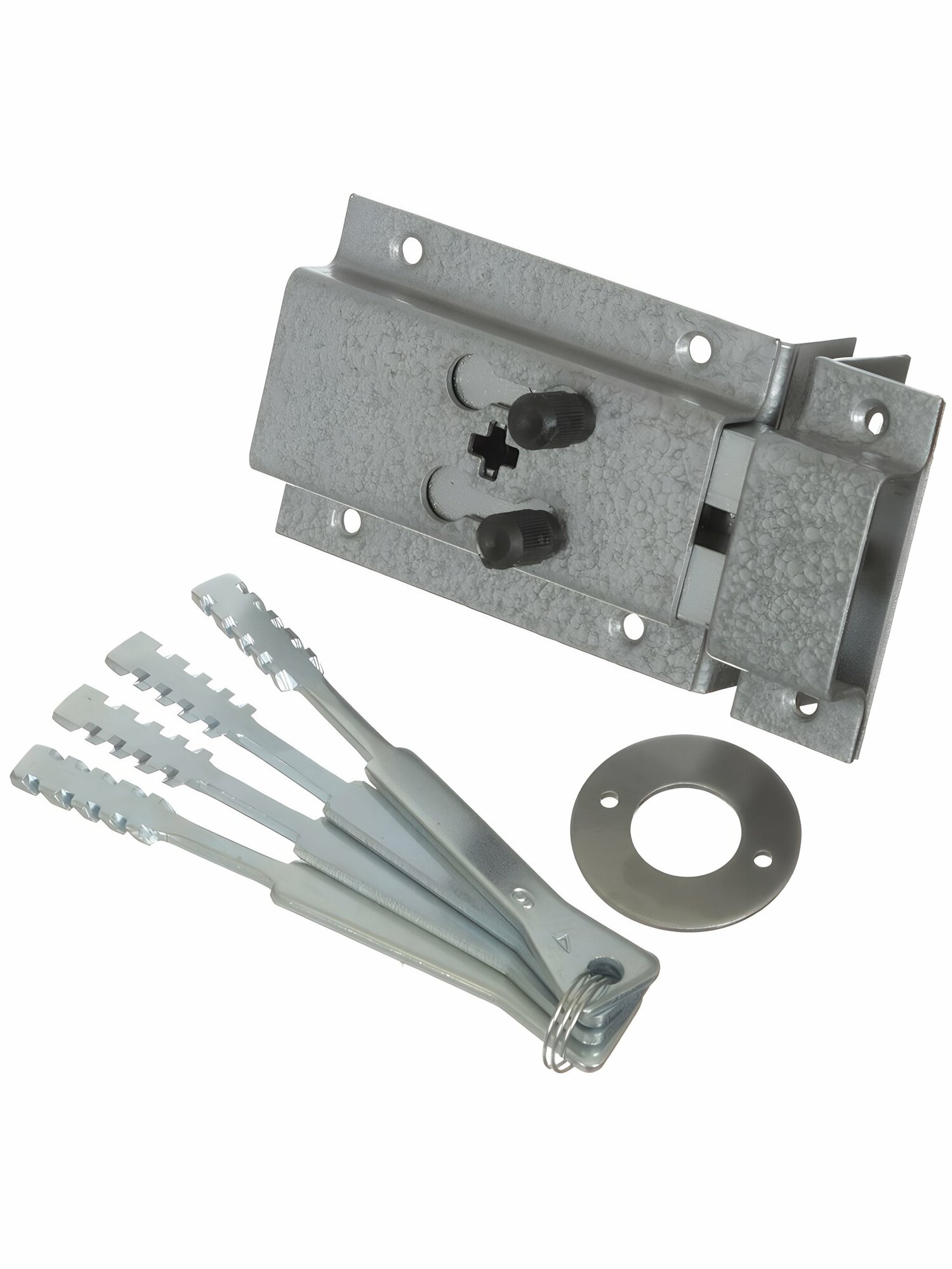 Замок накладной дверной Делга Комаз ОХК 7 017 серый, для металлических и деревянных дверей