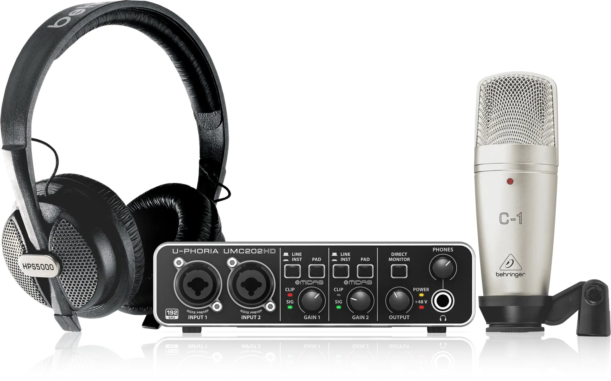 Комплект для подкастов Behringer U-Phoria Studio Pro (набор, UMC202HD, C-1, HPS5000)