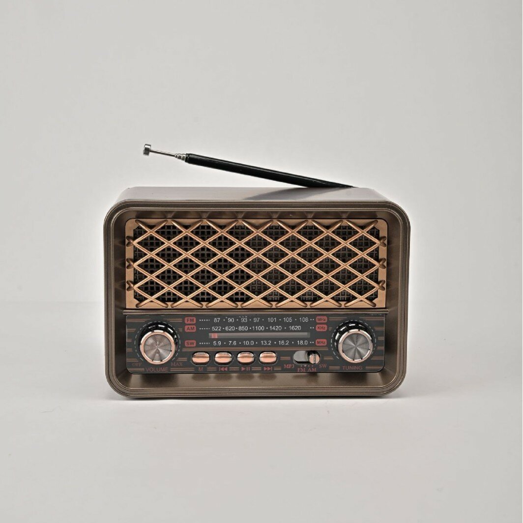 Портативный радиоприемник AM/FM/SW с Bluetooth, воспроизведением MP3 и светодиодной подсветкой, компактный для