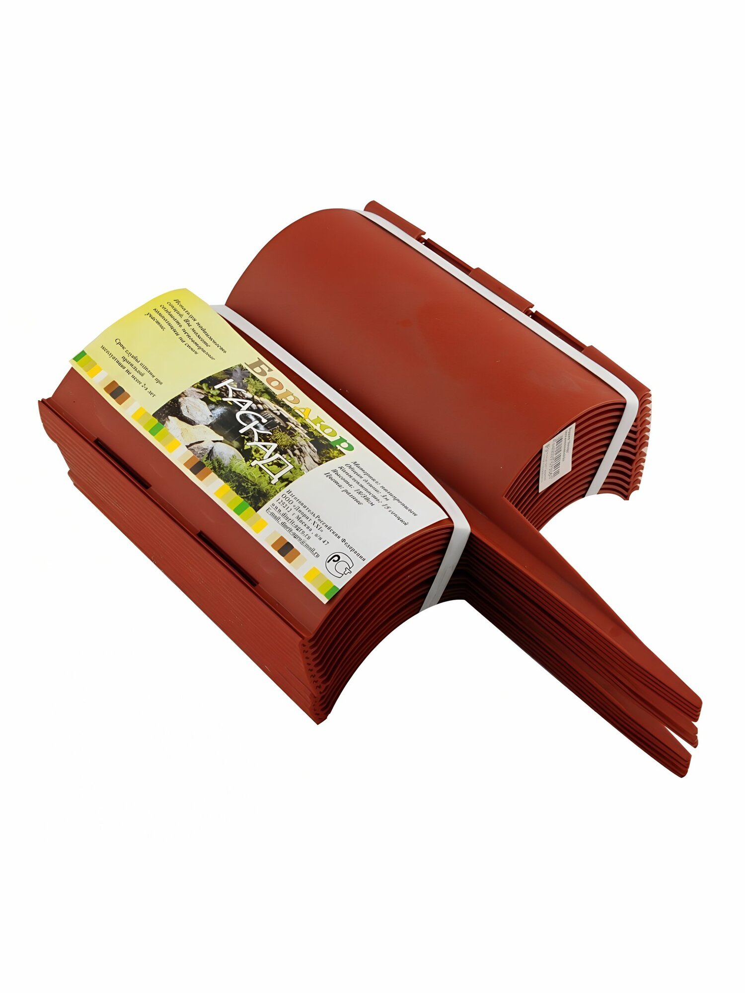 Бордюр декоративный Диорит Каскад 30х300 см, темно-коричневый, 15 штук. Пластиковое ограждение для клумб, грядок и газонов