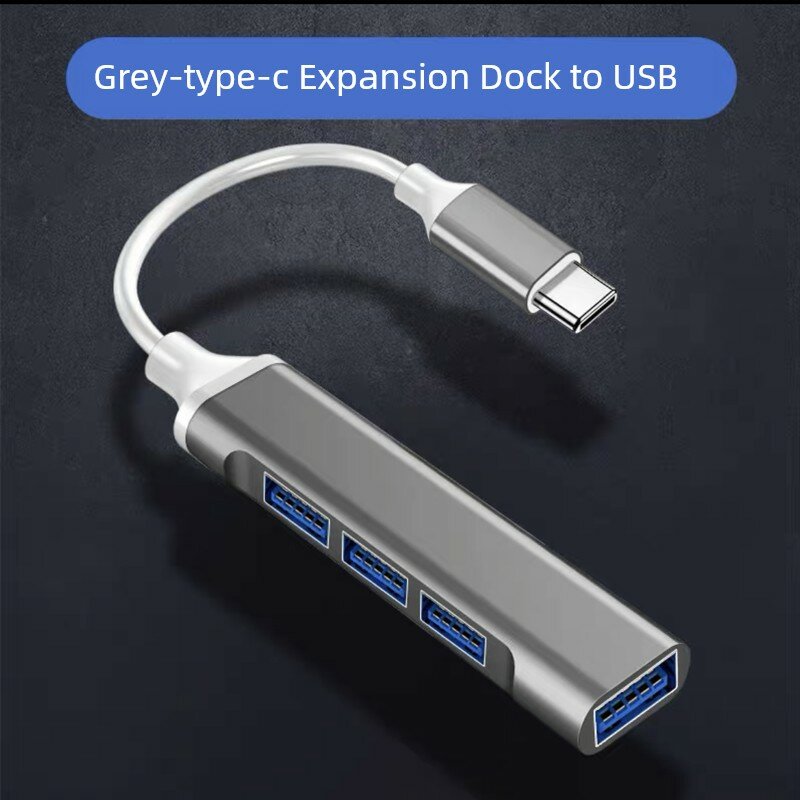 0,1 м Type-C в USB 3.0 разветвитель с высокоскоростной передачей, 4 портами и серебристым цветом для быстрой передачи