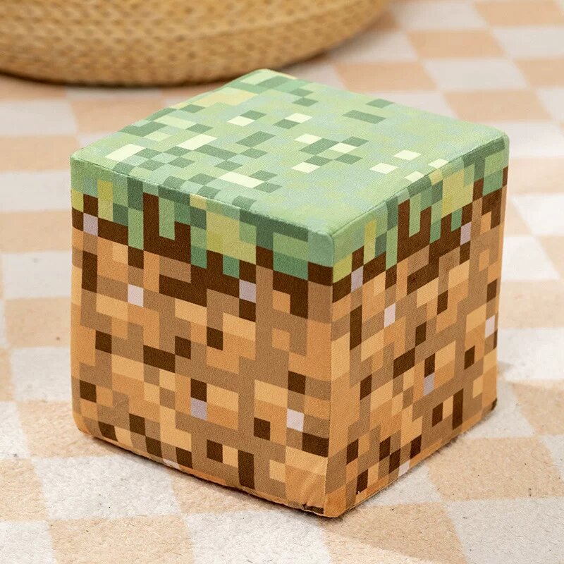 Подушка Minecraft Grass Block из плюша 20 см квадратная для дивана и кровати, мягкая игрушка-декор