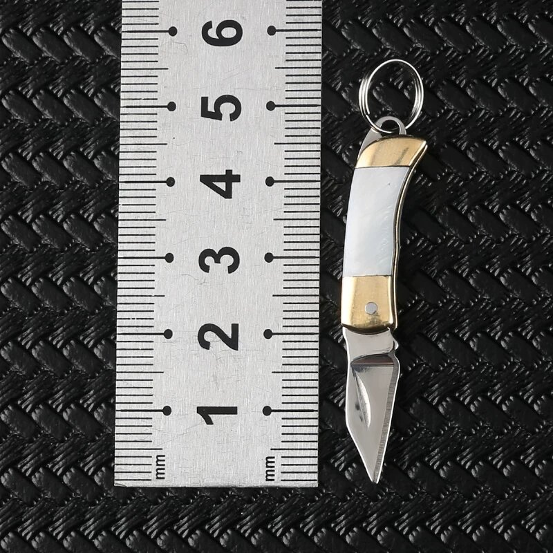 Складной мини-нож из нержавеющей стали с дамасской сталью, ручной работы, для использования на улице, с кольцом для
