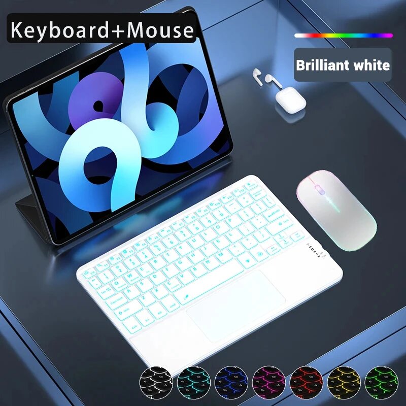 Беспроводная мини-клавиатура ONEVAN 7 цветов Korean and English, White and mouse