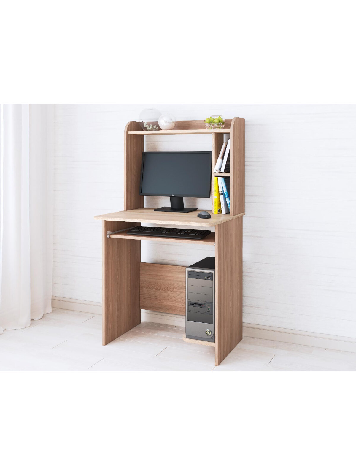 Стол компьютерный "Грета-1 ясень/сонома" Huge Mebel. Ширина 700 Высота 1300. Столы компьютерные