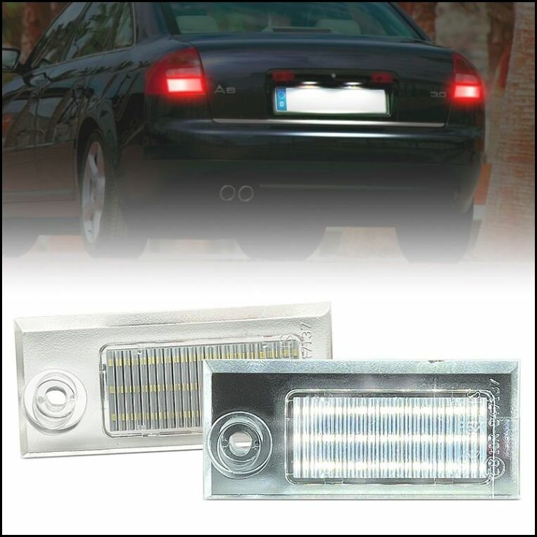 Эксклюзивные светодиодные лампы для подсветки номерного знака, 2 шт, белые, Audi A6 C5 4B седан 19972005
