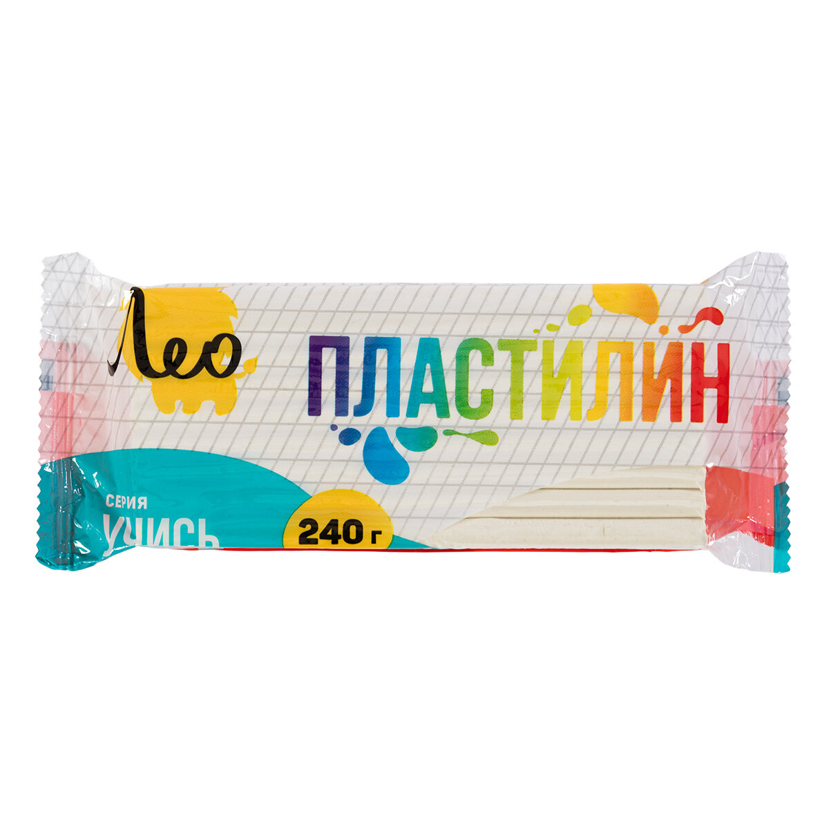 Лео Учись пластилин для школы классический, 5 штук по 240 грамм, цвет Белый LNMC-240
