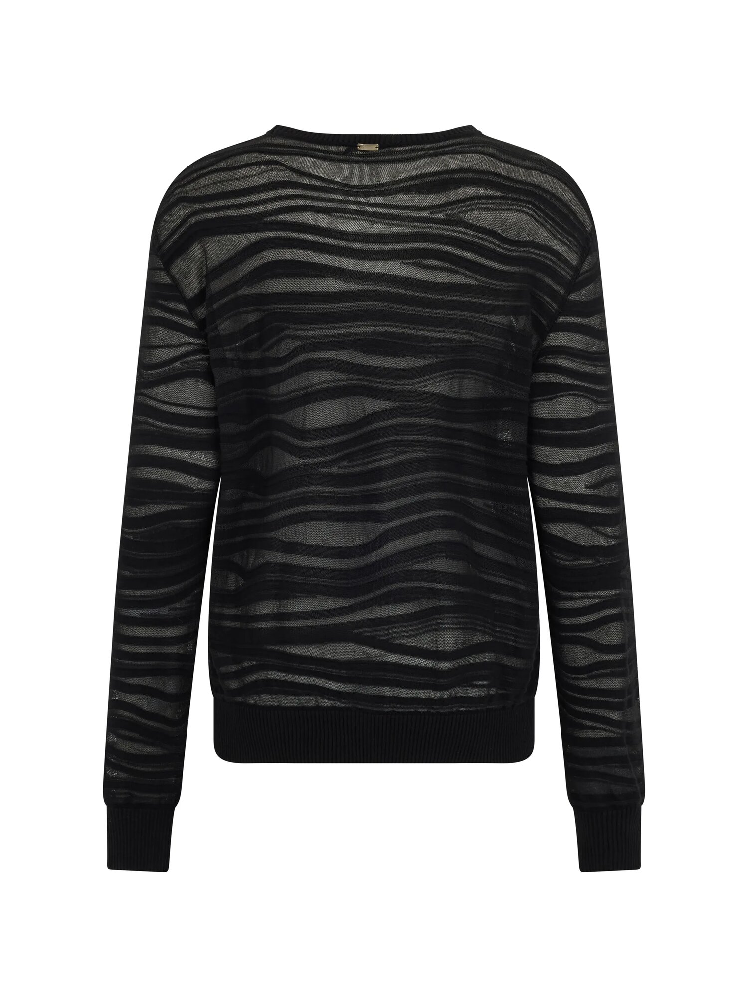 Свитер Herno Striped round-neck sweater, размер 42, , black/black — фото 1