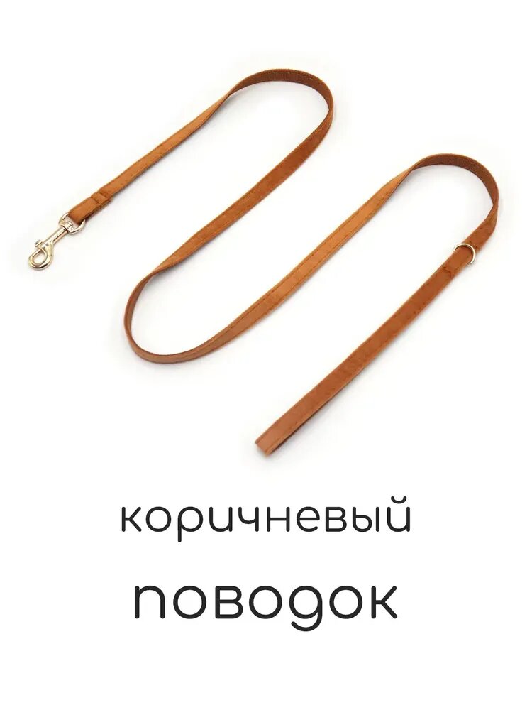 Бархатный ошейник того же цвета, буксирный канат длиной 120 см, шириной 1,2 см, металлический крюк