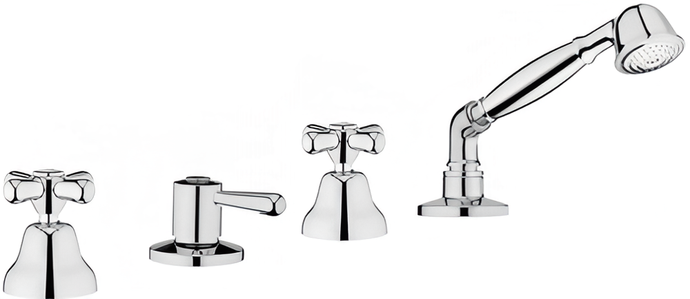 Смеситель на борт ванны Armony AM730201015, латунь, хром, без излива, с лейкой, шлангом, 4 отверстия, Webert, Италия