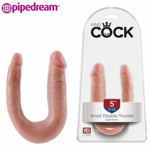 PipeDream Фаллоимитатор реалистик двусторонний King Cock Small Double Trouble телесный