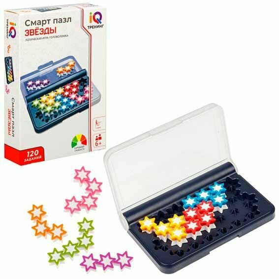 Логическая игра головоломка IQ тренинг Смарт пазл Звезды 120 заданий 6+ Т25474