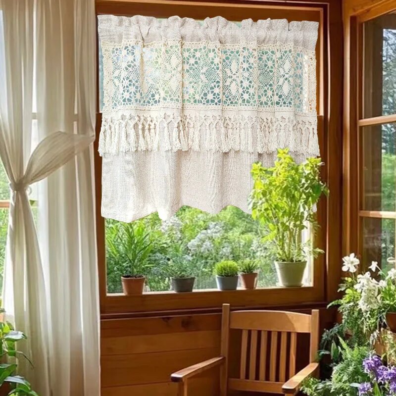 Штора бохо вязаная, 1 панель 200x90 см
