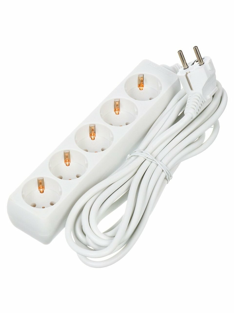 Удлинитель бытовой General Lighting Systems 5 розеток, 5 м, с заземлением, 16А, ПВС 3х1 мм², белый, артикул 470011