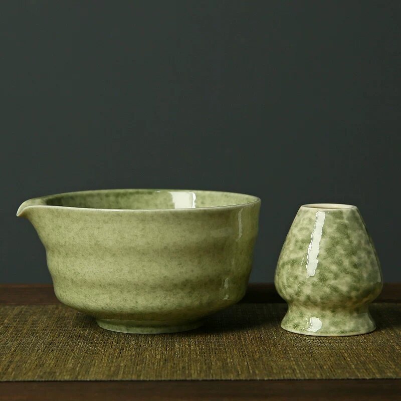 Японская чайная чашка с бамбуковой щеткой, отдельная чашка в цвете матча