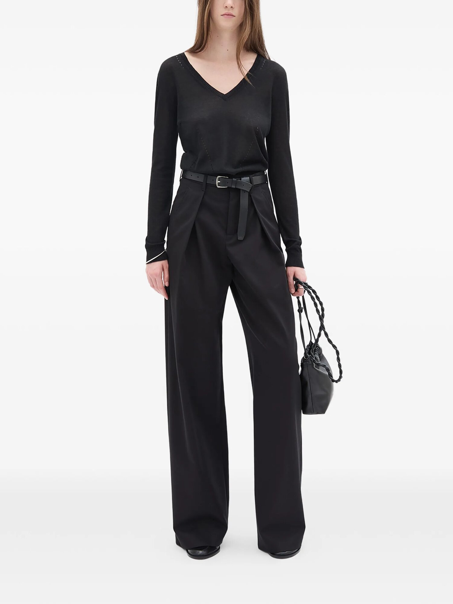 Брюки Ann Demeulemeester Twill pleated trousers, размер 42, черный — фото 1